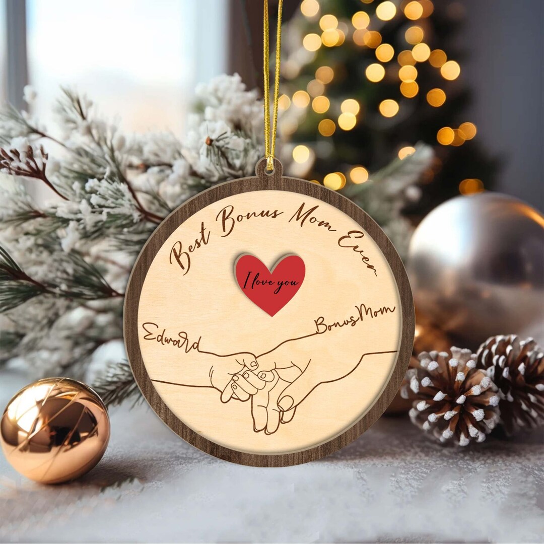 Personalized Stepmom Christmas 2 Layer Piece Wooden Ornament Etsy