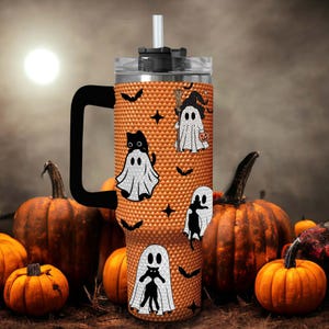 Spooky Ghost 40oz Rhinestone Tumbler, Halloween Bling Tumbler ...