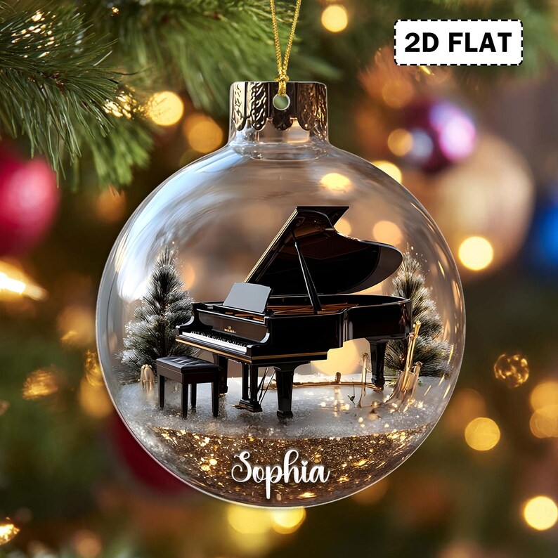 2D Flat Music Instrument Acrylic Ornament Set, Christmas Ornaments With ...