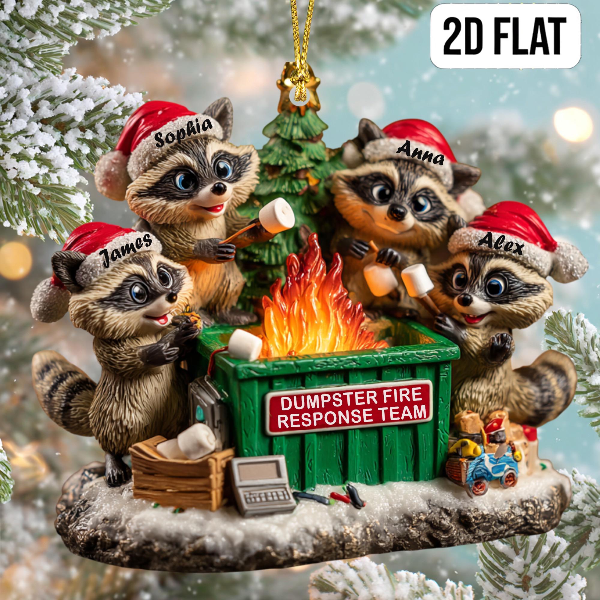 2D FLAT Personalized Dumpster Fire Raccoon Acrylic Ornament, Funny ...