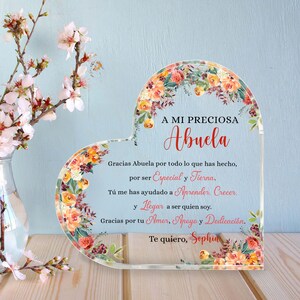 Personalized Spanish Abuela Gift for Grandma Heart Acrylic Plaque ...