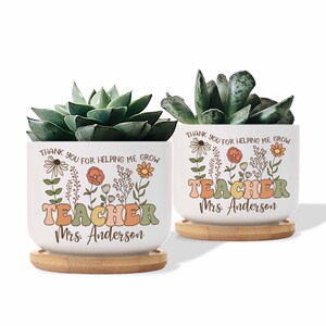 Personalized Teacher Ceramic Plant Pot, Custom Name Plant Pot for ...