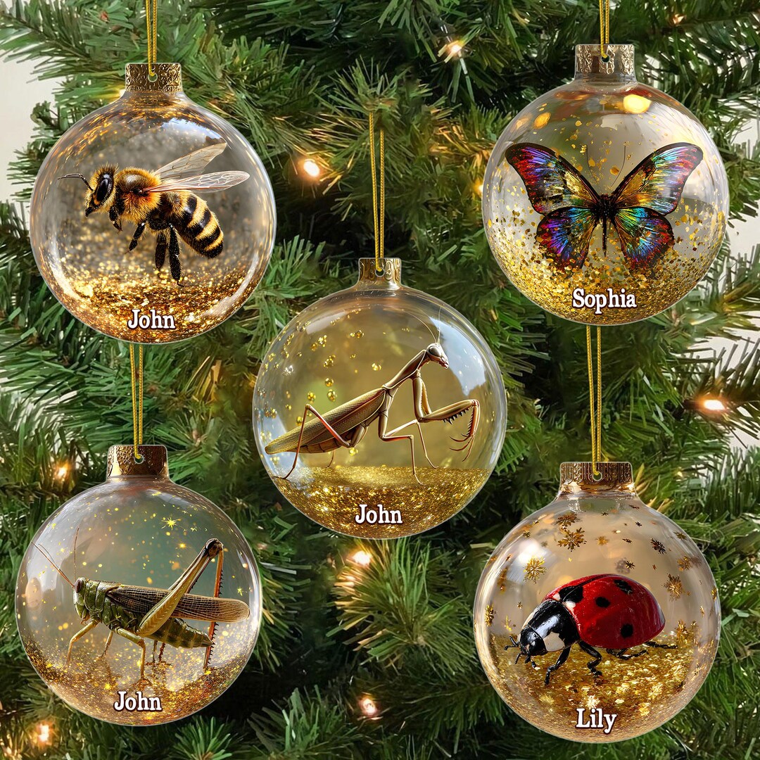 Custom 2D Insect Christmas Ornaments With Names – Bee, Butterfly ...
