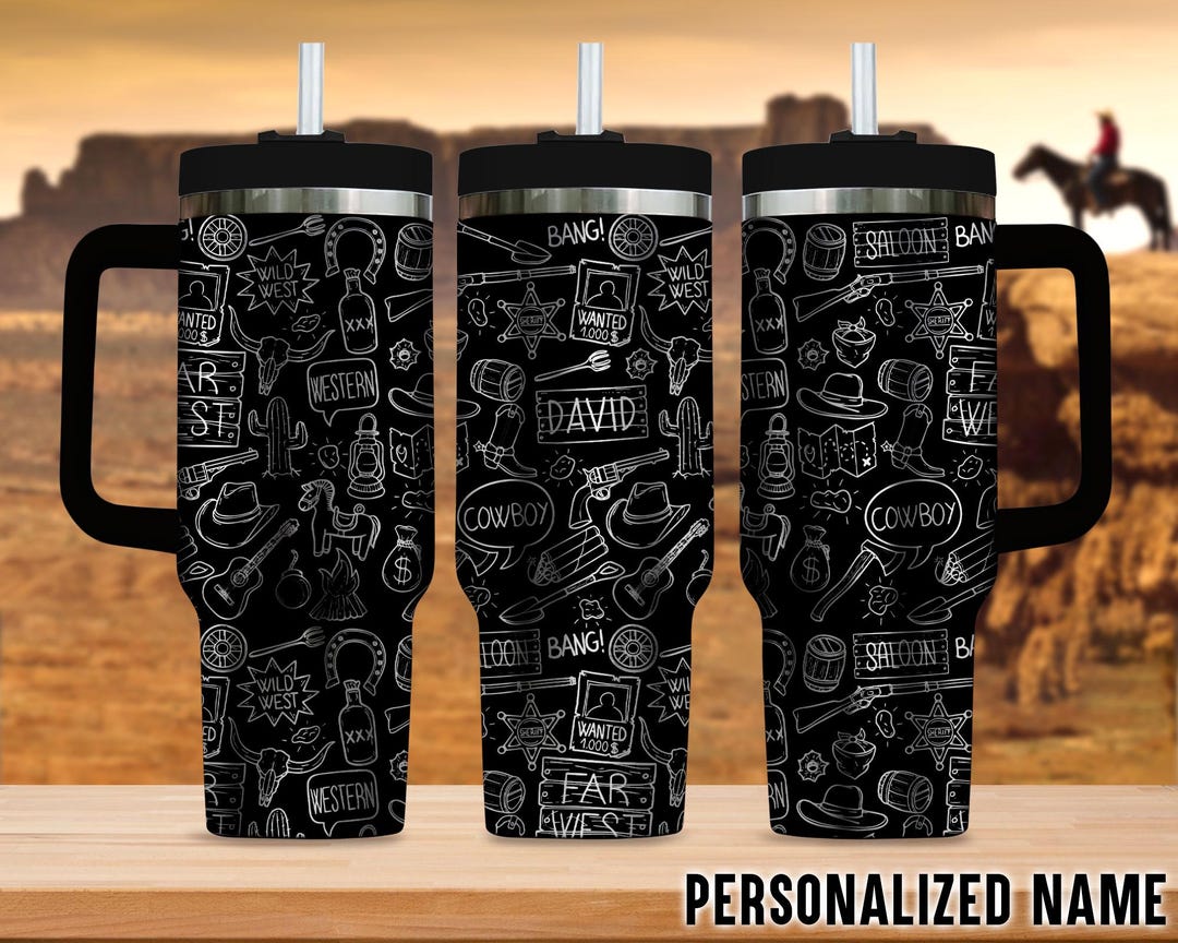 Personalized Western Cowboy 40oz Engraved Tumbler, Country Tumbler Gift ...