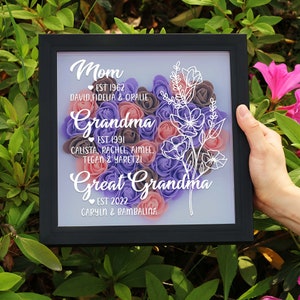 Personalized Great Grandma Gifts Shadow Flower Box, First Mom Then ...