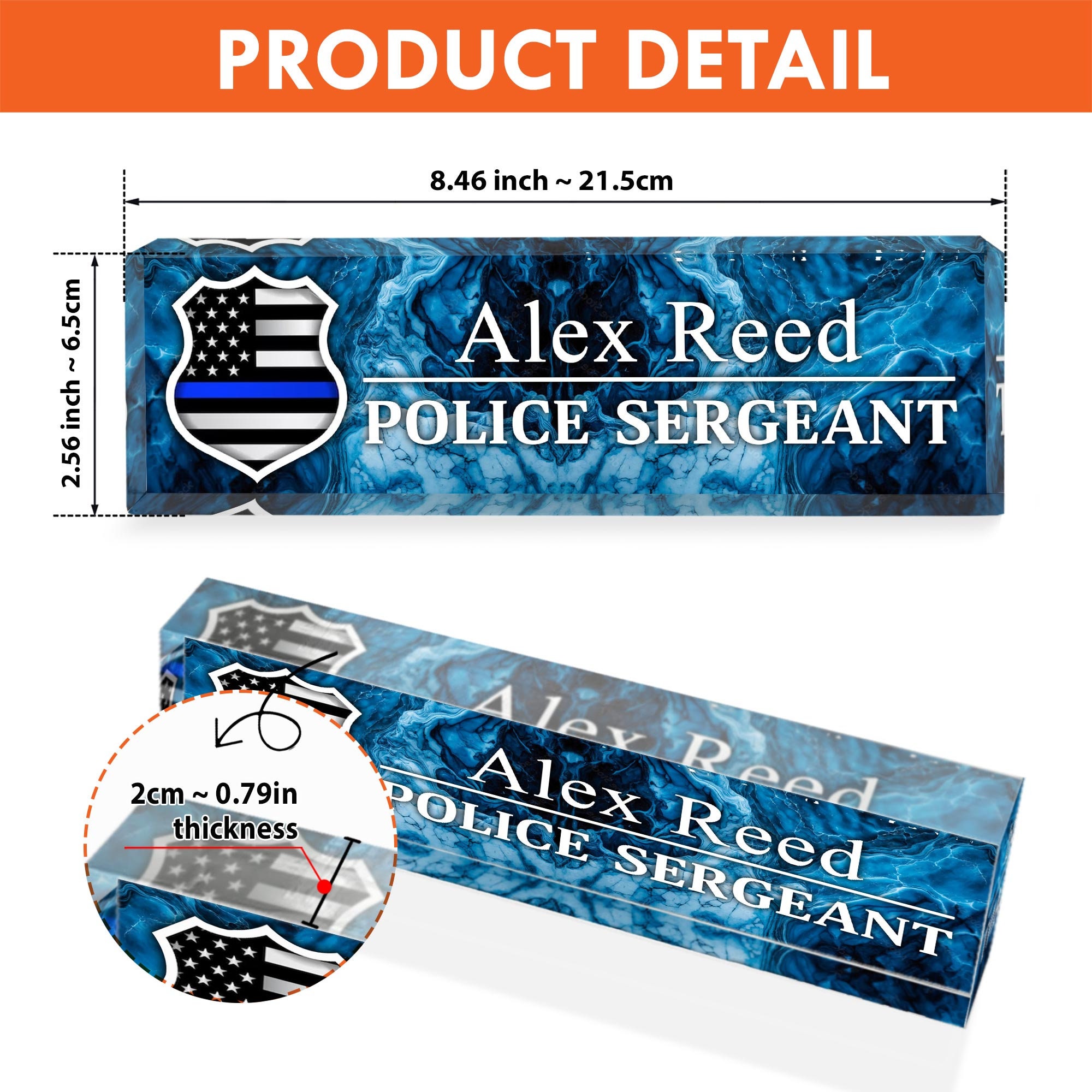Personalized Police Officer Acrylic Office Desk Name Plate, Chief of ...