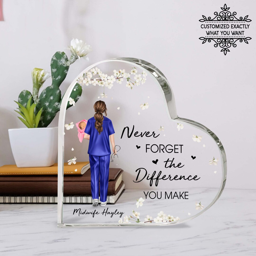 Personalized Midwife Print Heart Acrylic Plaque, Midwife Graduation ...