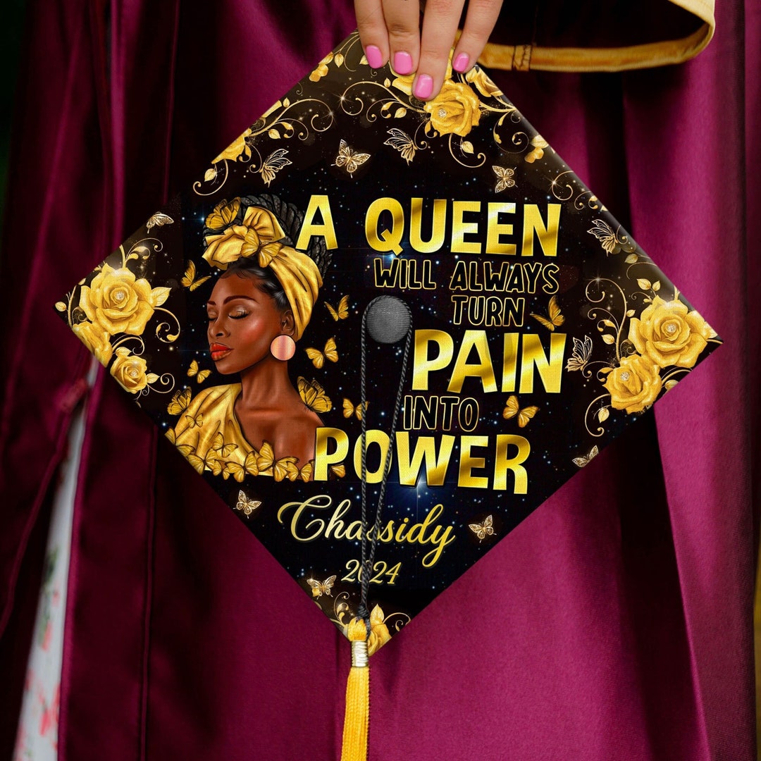 Personalized Black Queen Grad Cap Topper, Graduation Cap Topper, Class ...