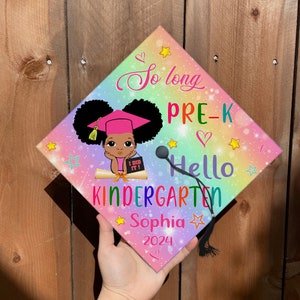 Personalized Black Kid Graduation Cap Topper, Kindergarten Nailed It ...