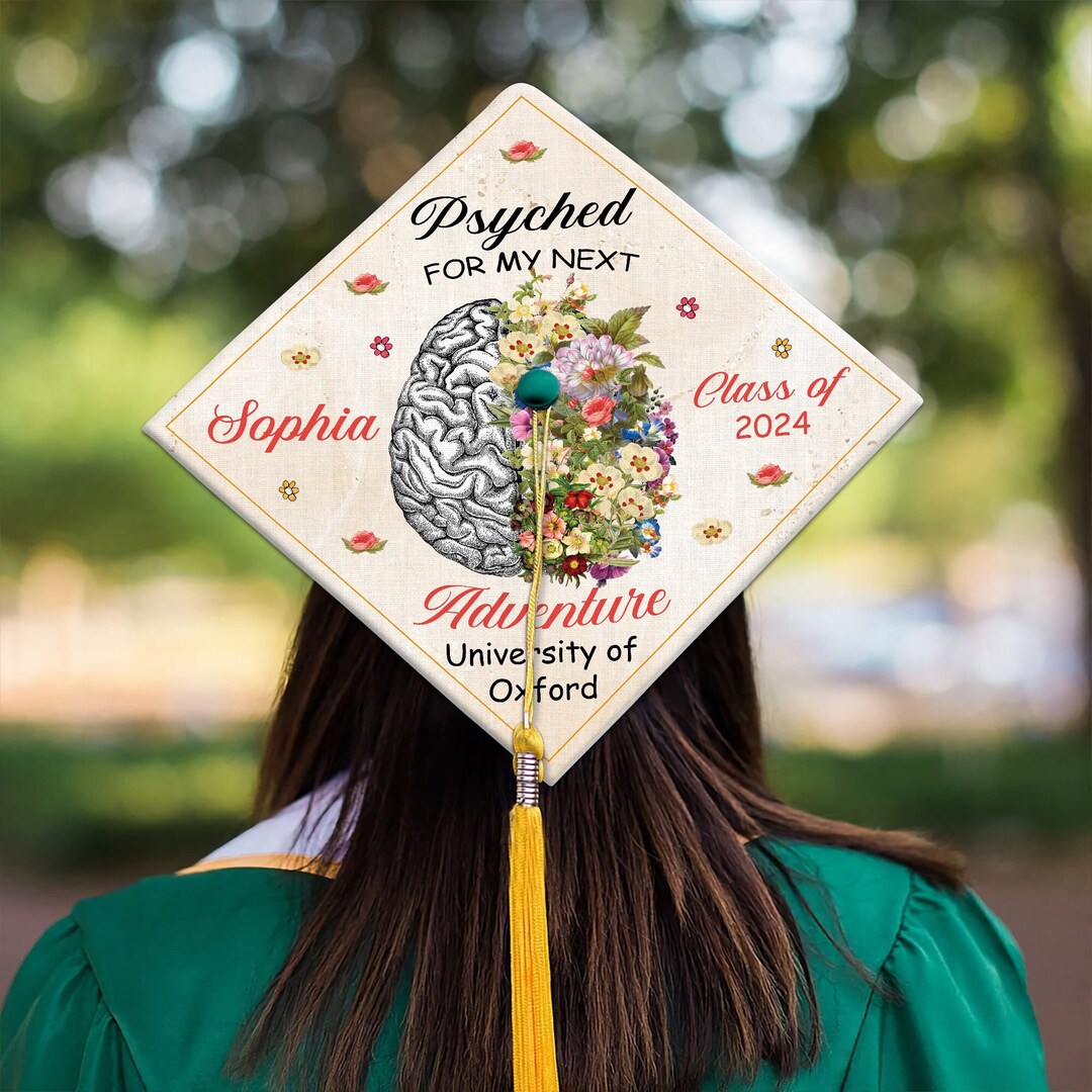 Personalized Psyched for the Next Adventure Graduation Cap Topper, Grad ...
