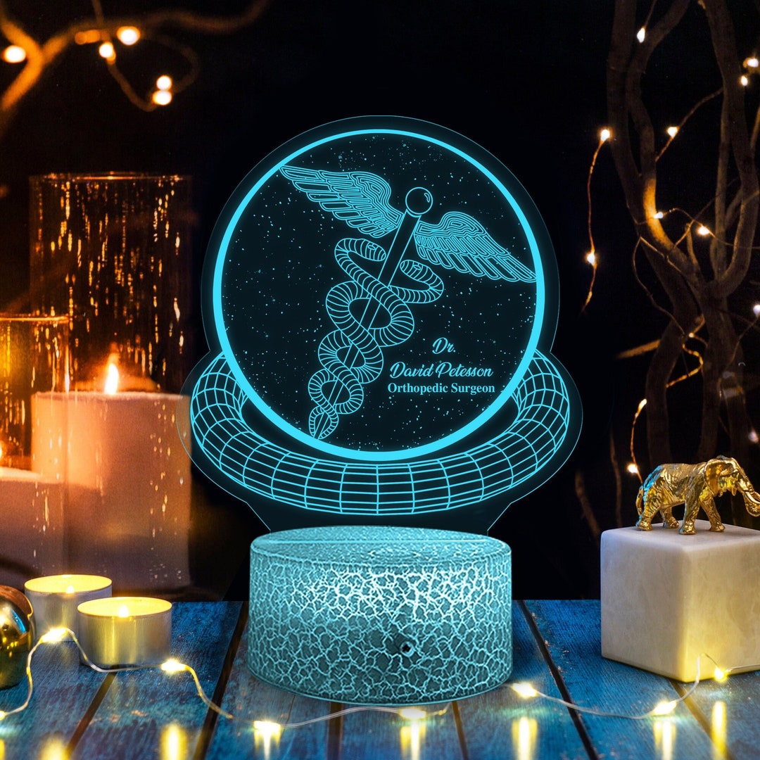 Personalized Medicine Symbol 3D Led Night Light, Custom Lamp Gift for ...