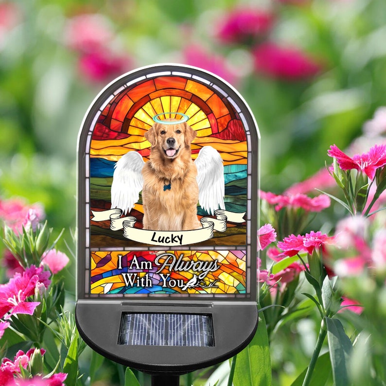 Personalized Photo Pet Memorial Solar Garden Light, Dog, Cat Memorial ...