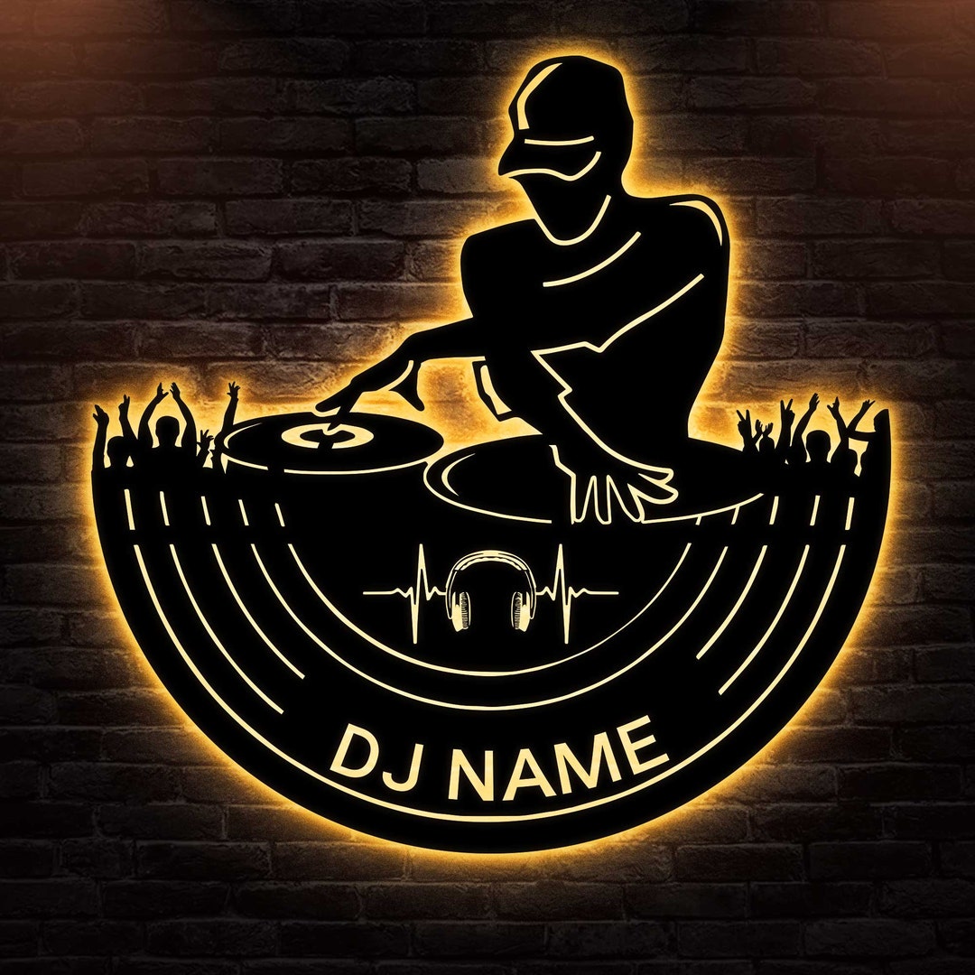 Custom DJ Metal Wall Art With LED Light, DJ Player Metal Sign, Gifts ...