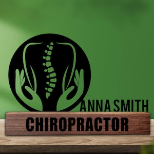 Personalized Name Chiropractor Desk Name Plate Metal With Wooden Base ...