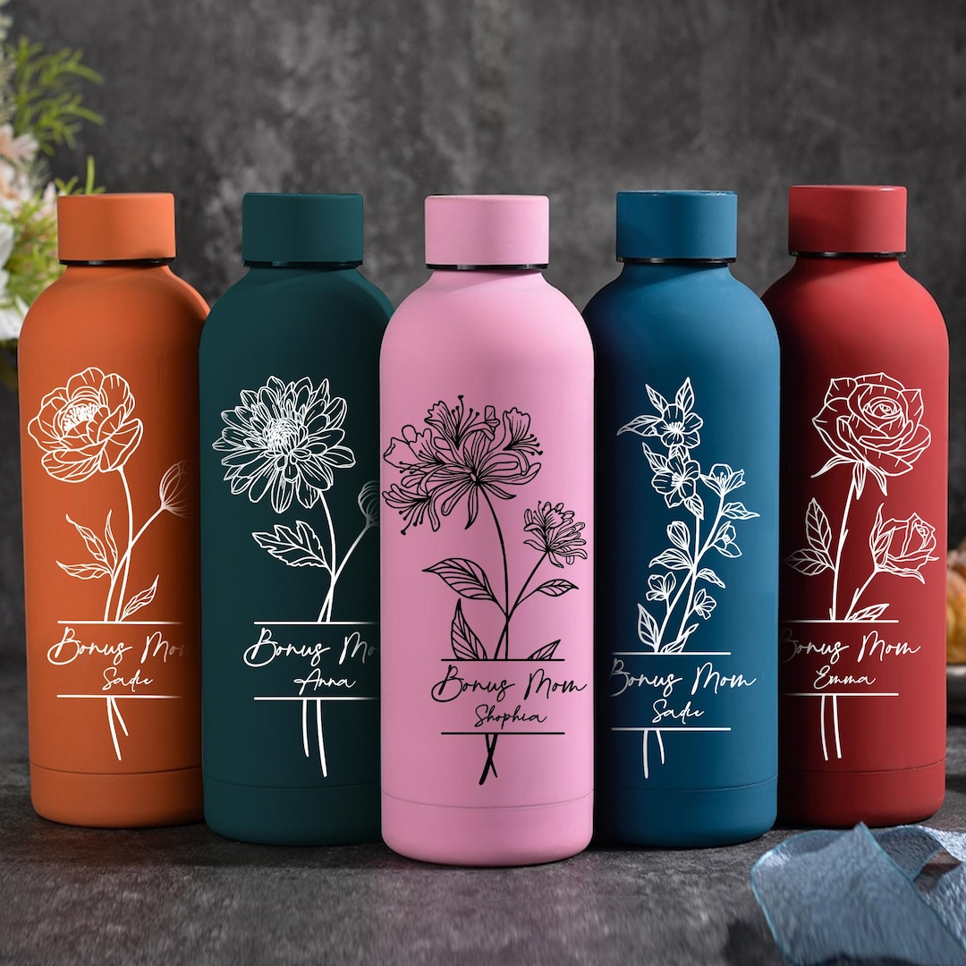 Personalized Name Bonus Mom 17 Oz Water Bottle Stepmom Gift - Etsy