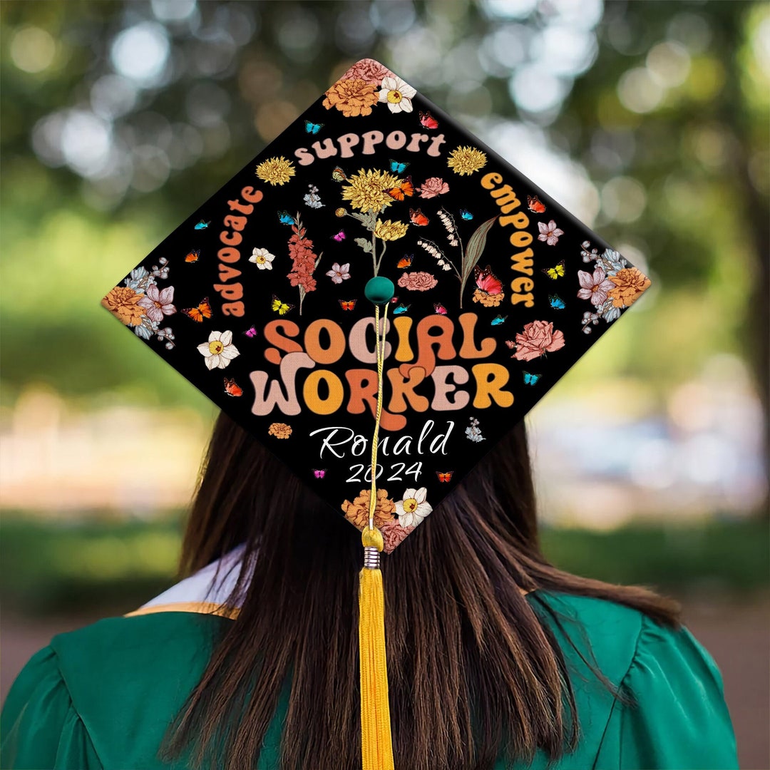 Personalized Social Worker Graduation Cap Topper, MSW Graduation Cap ...
