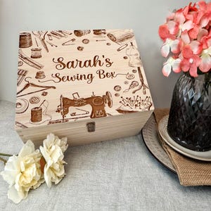 Personalized Sewing Machine Wood Box, Custom Seamstress Gift, Sewing ...