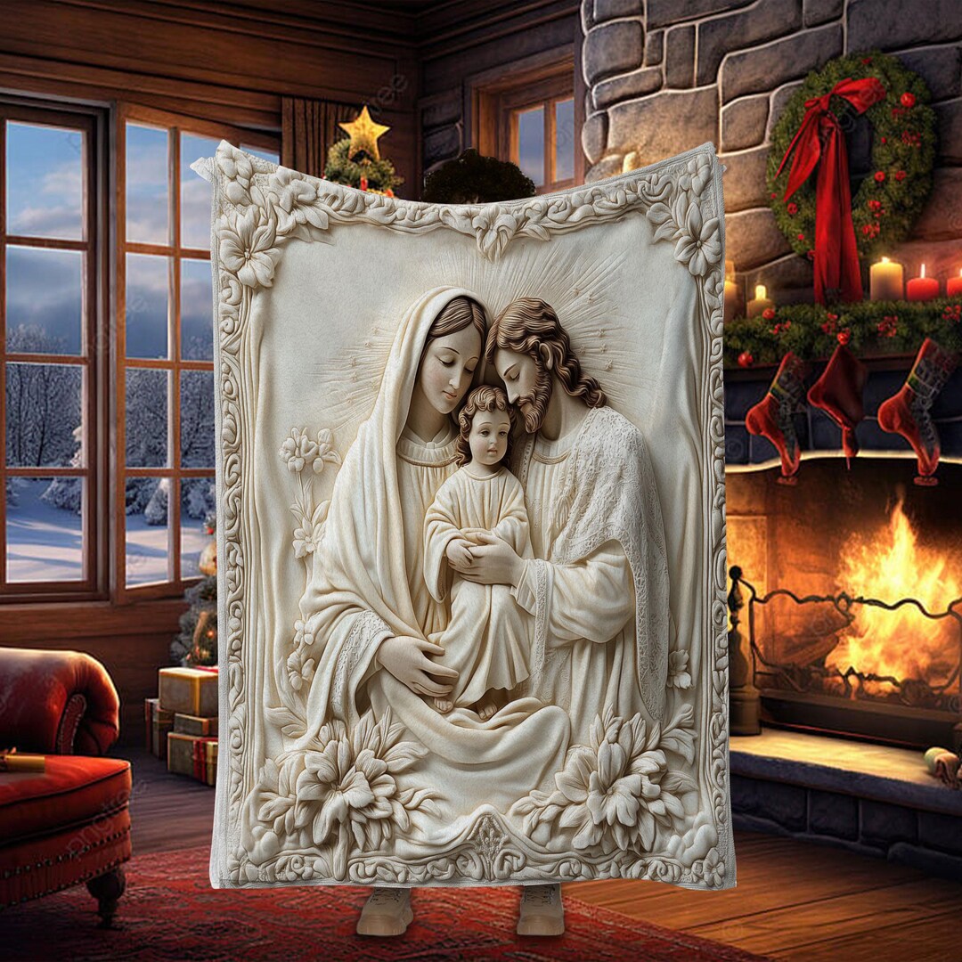 2D Flat Nativity Scene of Baby Jesus, Mary, Joseph Blanket, Holy Family ...