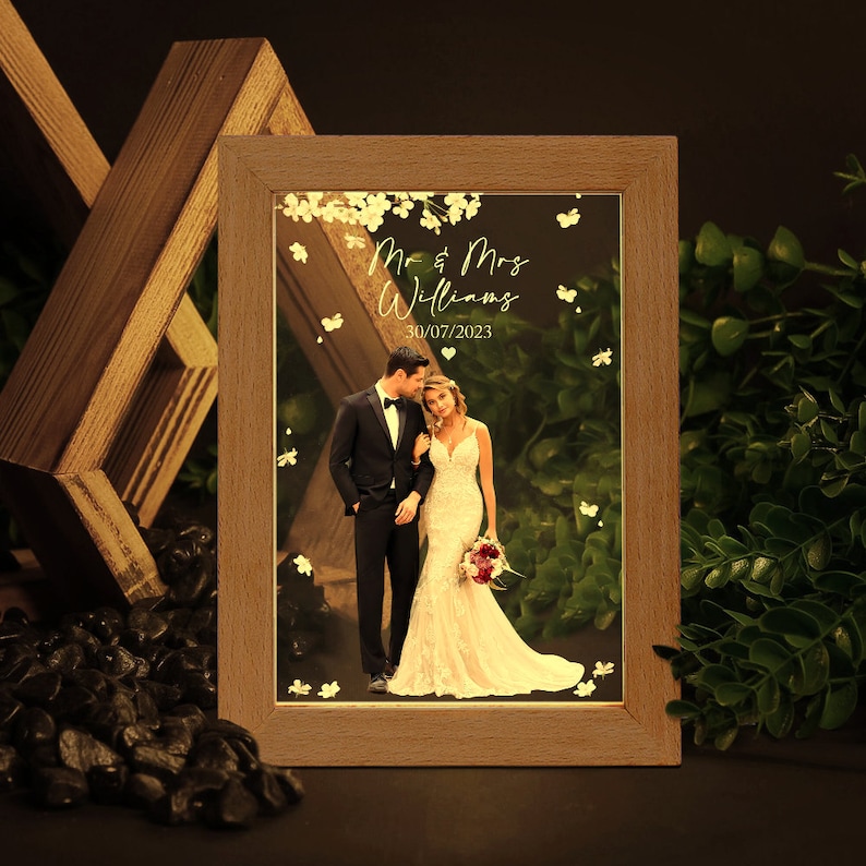 Personalized Wedding Photo Frame Lamp, Wedding Lamp Decoration, Bride ...