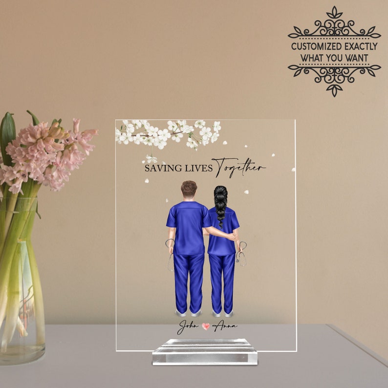 Personalized Nurse Couple Acrylic Plaque Couple Portrait - Etsy