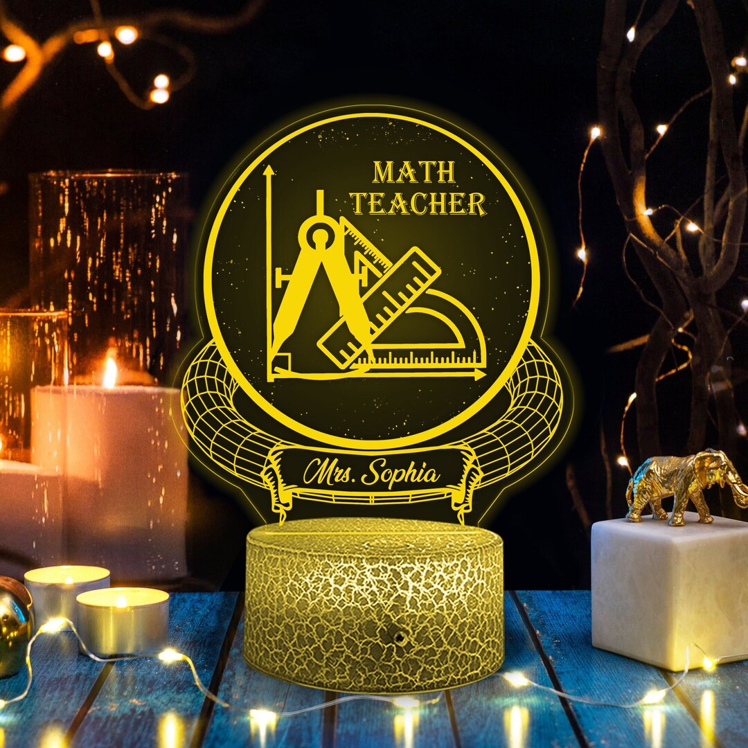 Personalized Math Teacher 3D Lamp, Mathematics 3D Night Light With Name ...