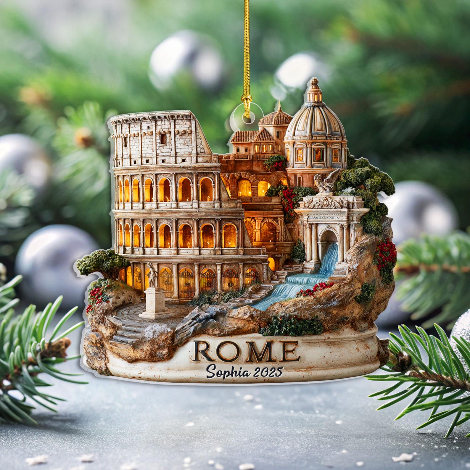 Custom Colosseum Christmas 2D FLAT Acrylic Ornament, Colosseum Rome ...