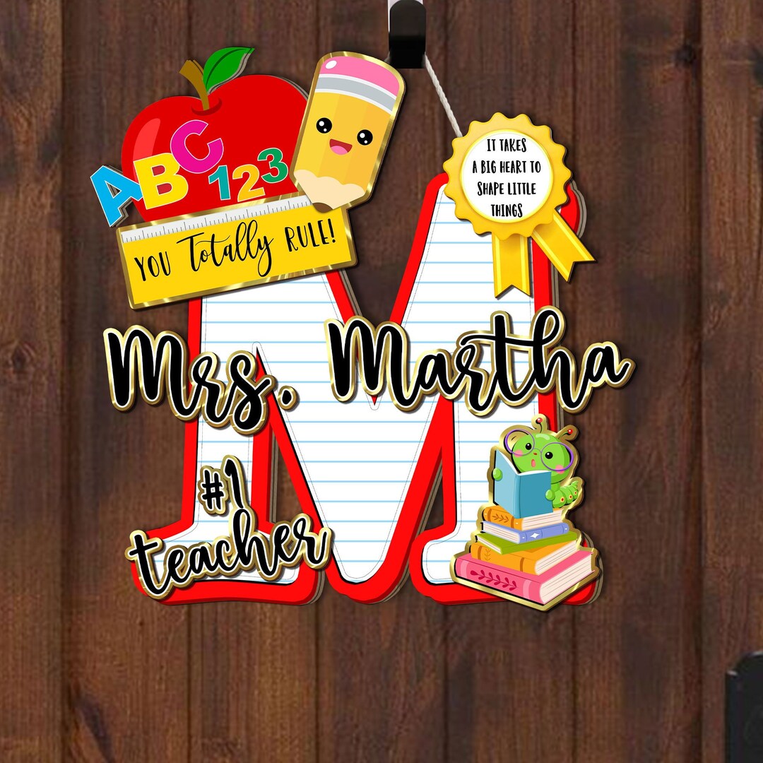 Personalized Teacher Door Sign, Welcome Back to School Sign, Classroom ...