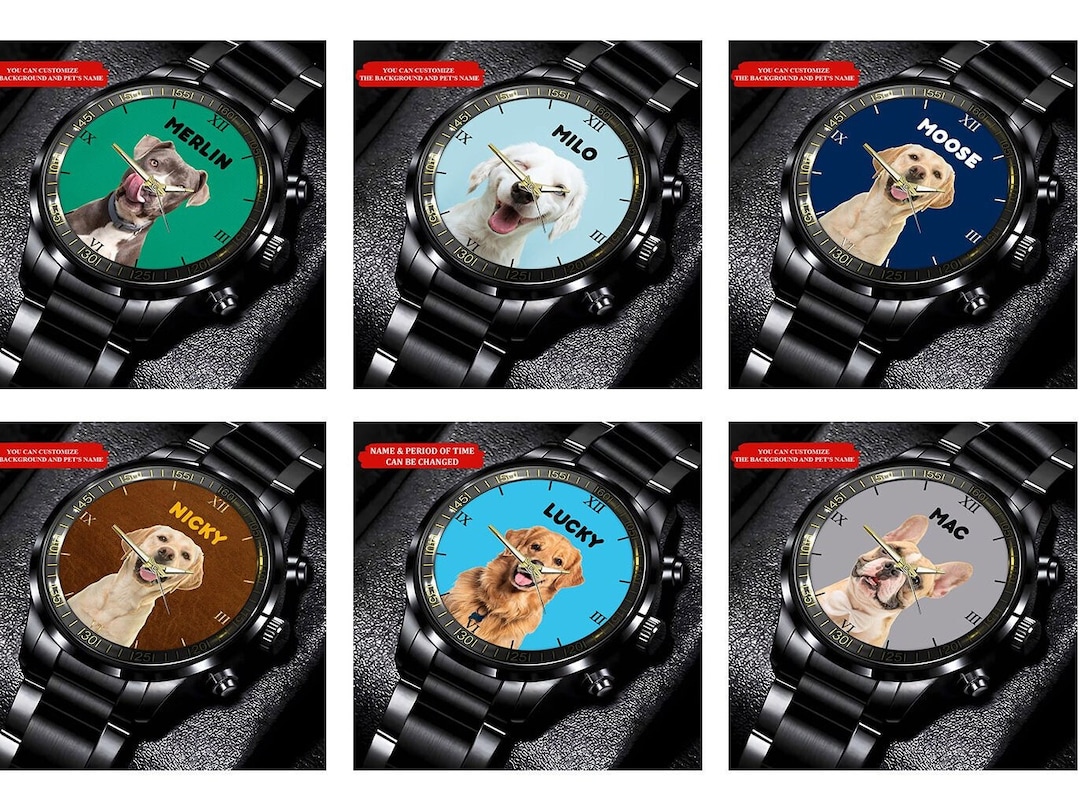 Custom Photo Pet Watch, Custom Photo Dog, Cat Watch With Name, Dog ...
