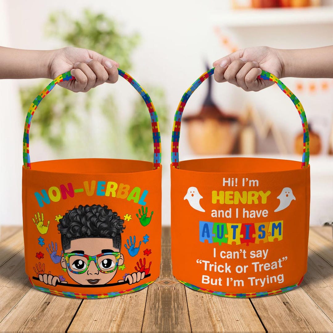 Personalized Autism Trick or Treat Candy Bag, Custom Trick or Treat Bag ...