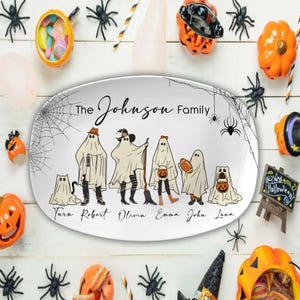 Personalized Halloween Ghost Family Platter, Custom Halloween Plate ...