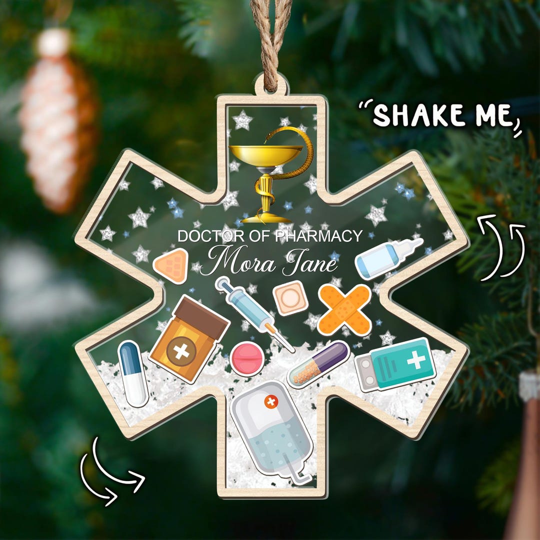 Personalized Pharmacy 3 Layered Shaker Christmas Ornament, Pharmacist ...