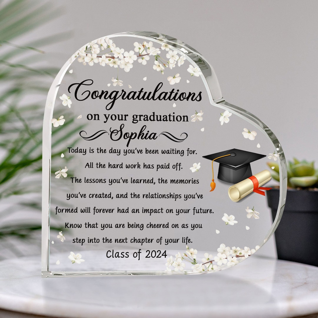 Personalized Graduation Print Heart Acrylic Plaque, Graduation Gift for ...