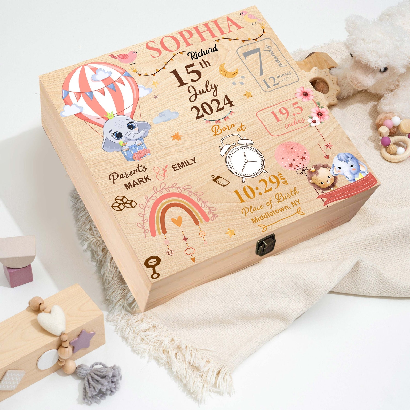 Personalized Baby Memory Keepsake Box, Wooden Keepsake Box for Newborn ...