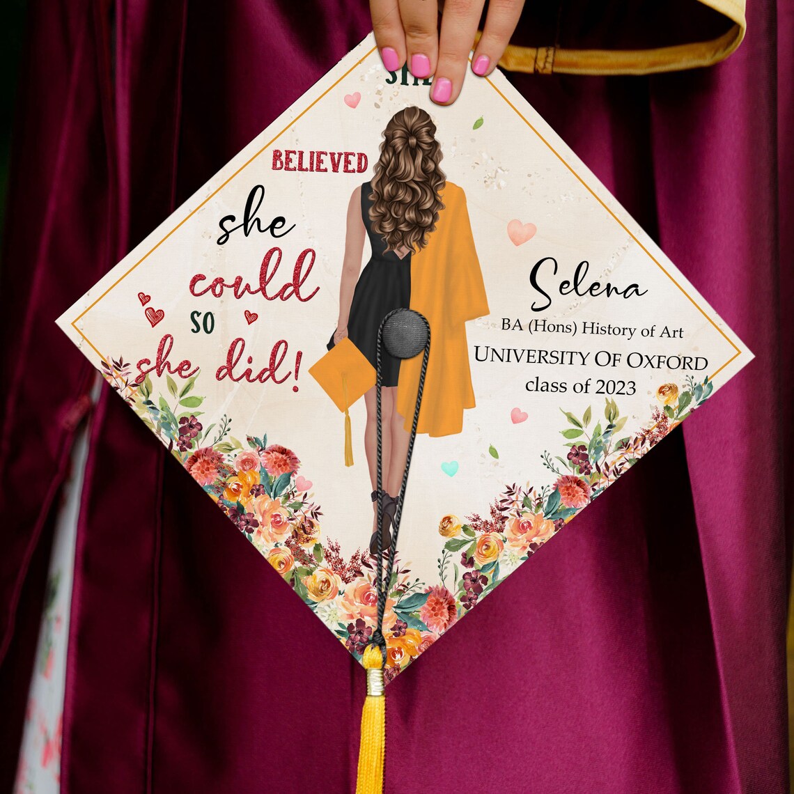 Personalized Black Queen Grad Cap Topper, Graduation Cap Topper, Class ...