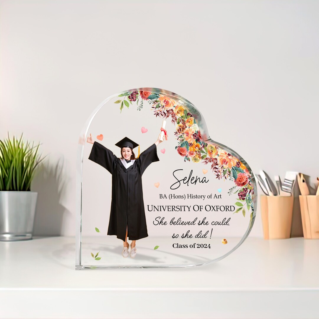 Personalized Graduation Heart Acrylic Plaque, Custom Photo Graduation ...