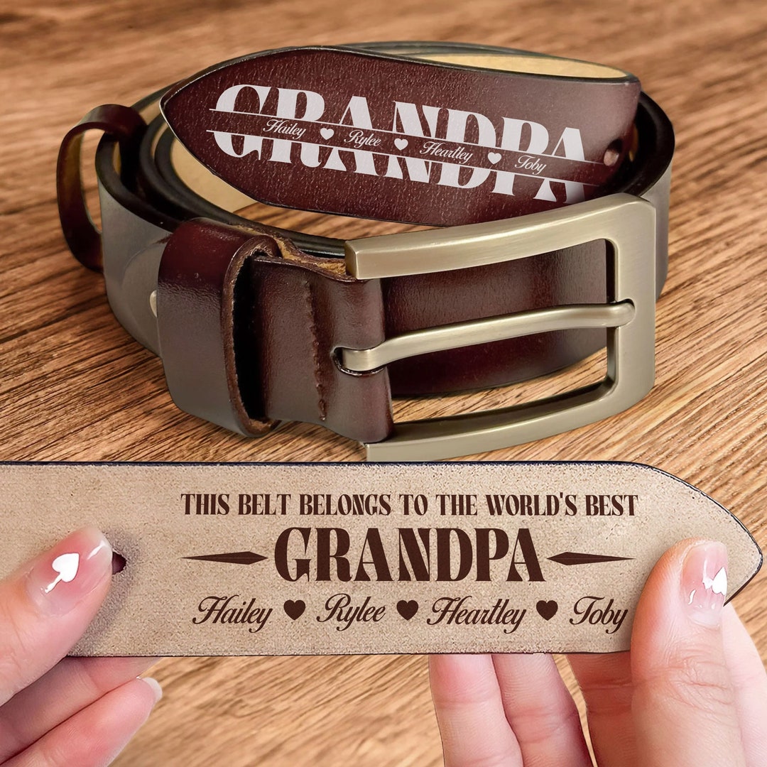 Personalized Grandpa Leather Belt, Father's Day Gifts, Funny Gift With ...