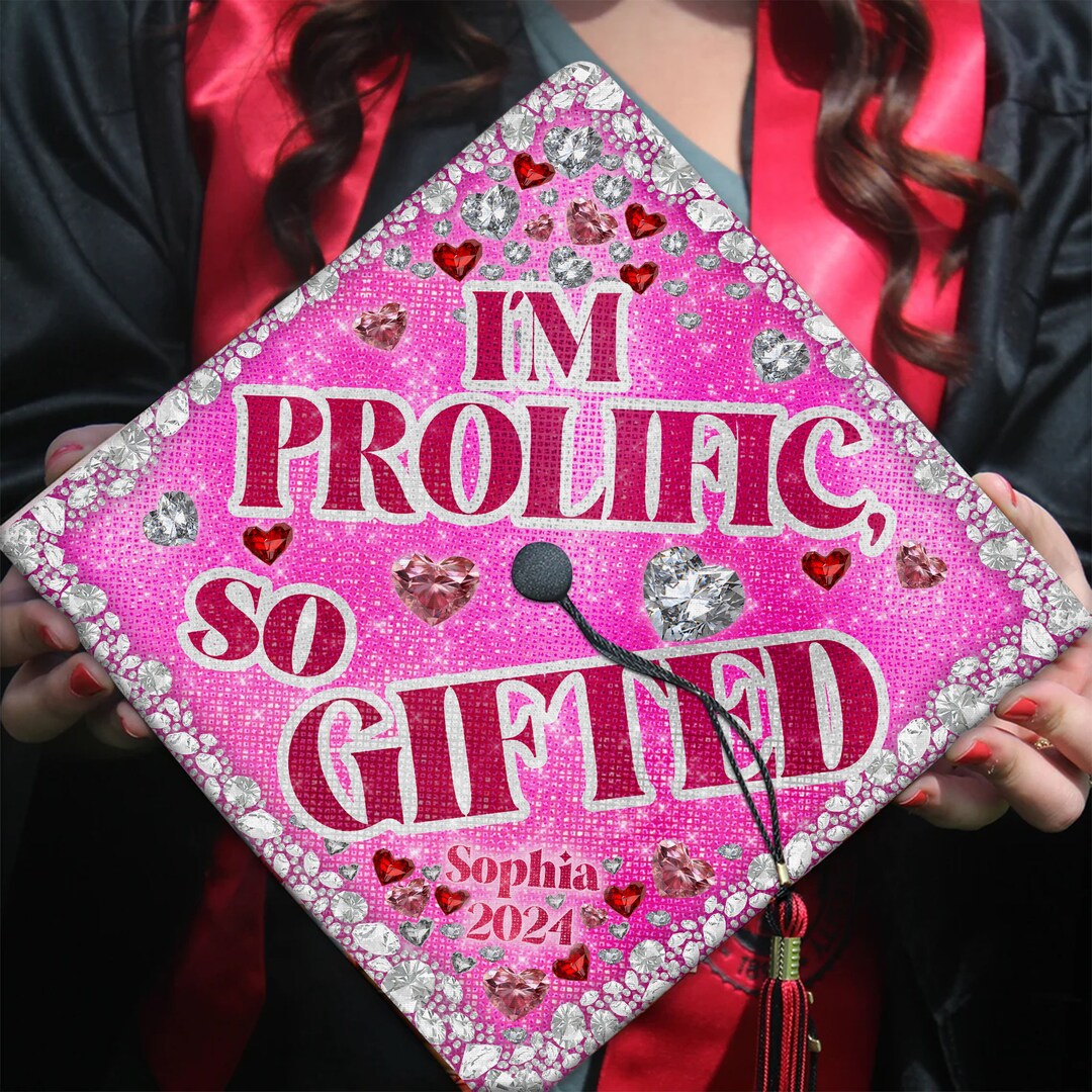 Custom Pink Glitter Graduation Cap Topper, Class of 2024, First ...