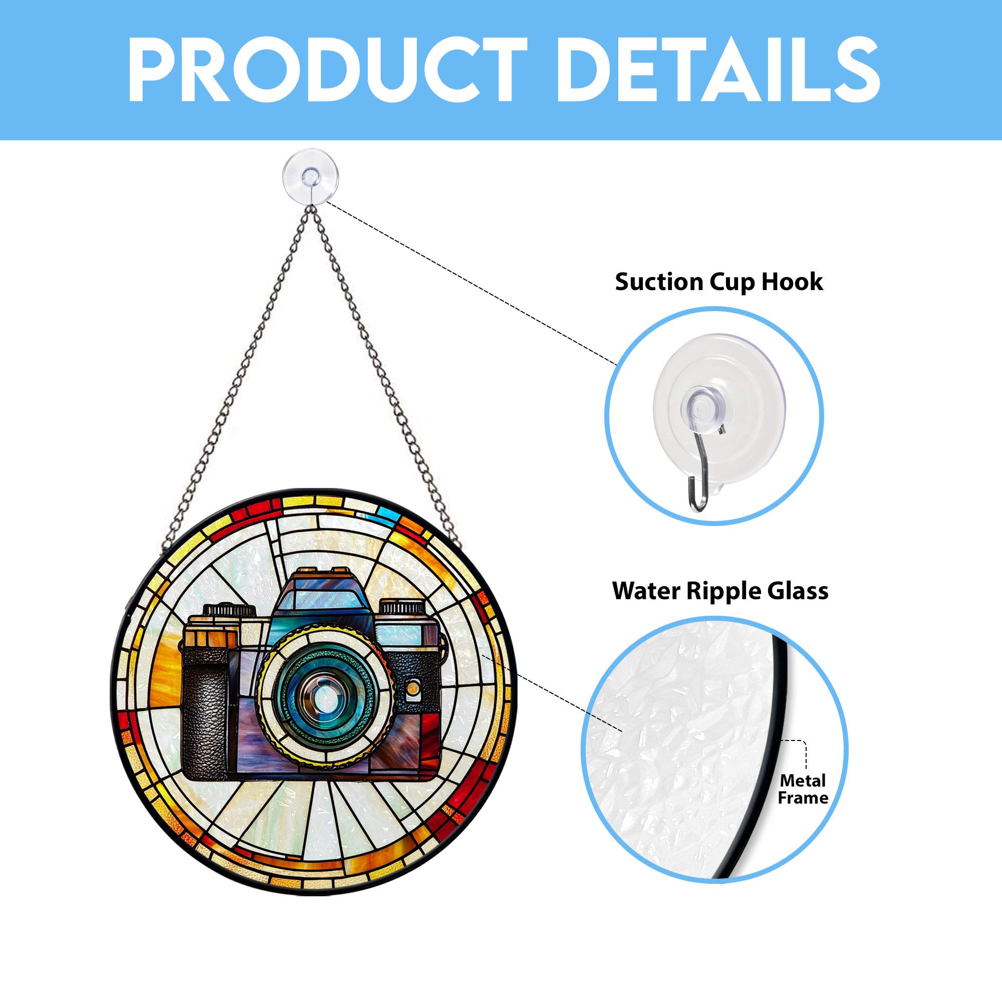 Faux Stained Glass Camera Suncatcher, Camera Stained Glass Ornament ...