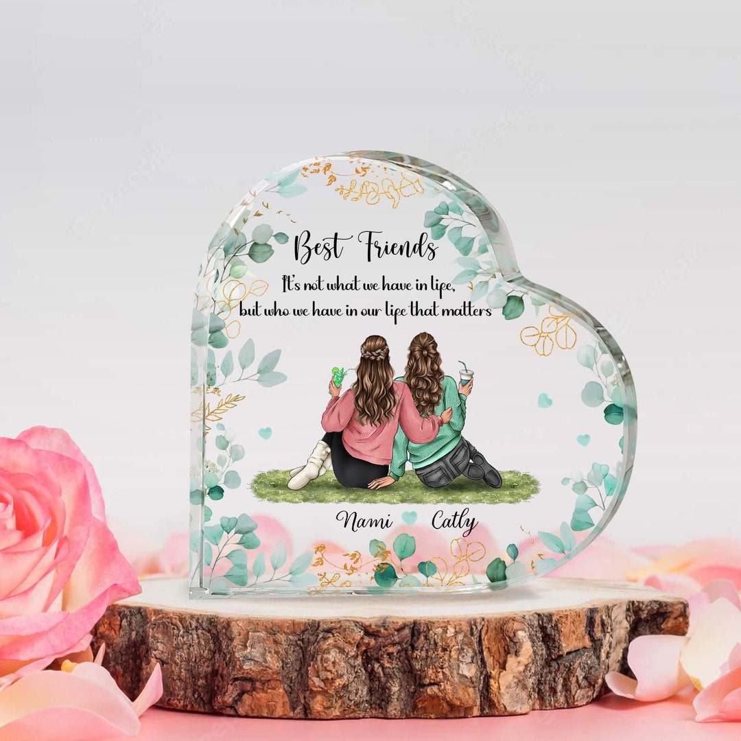 Personalized Best Friends Heart Acrylic Plaque, Custom Best Friend Gift ...