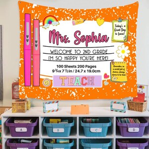 Personalized Groovy Classroom Decor, Custom Teacher Name Class Banner ...