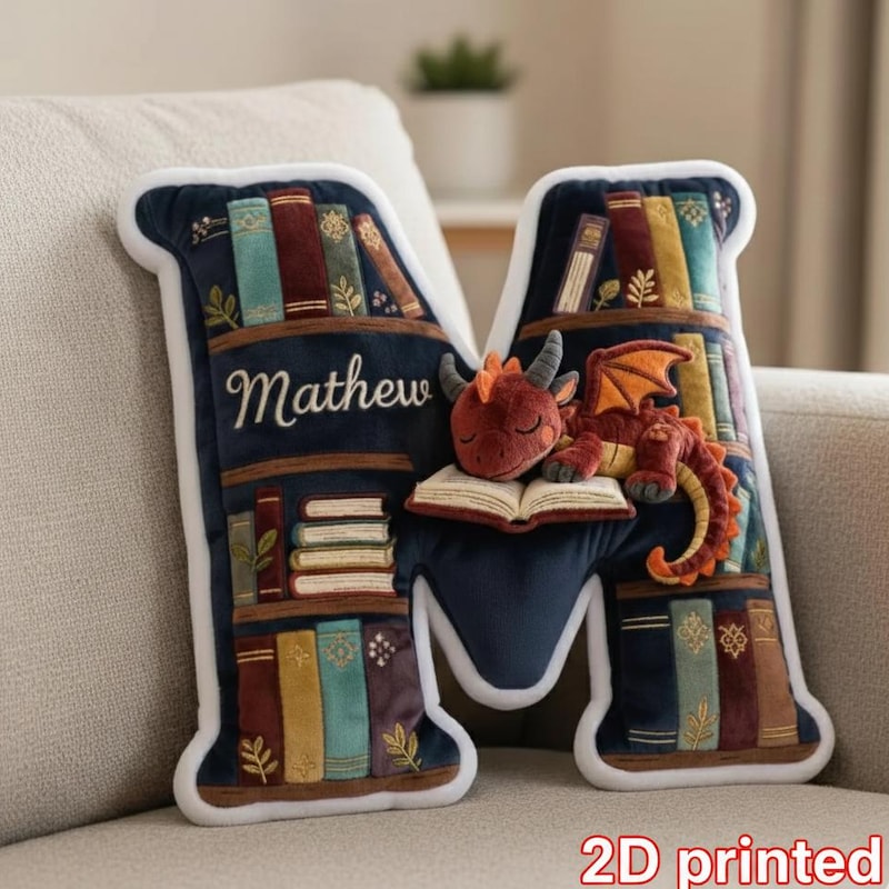 Book Dragon Custom Pillow - Etsy
