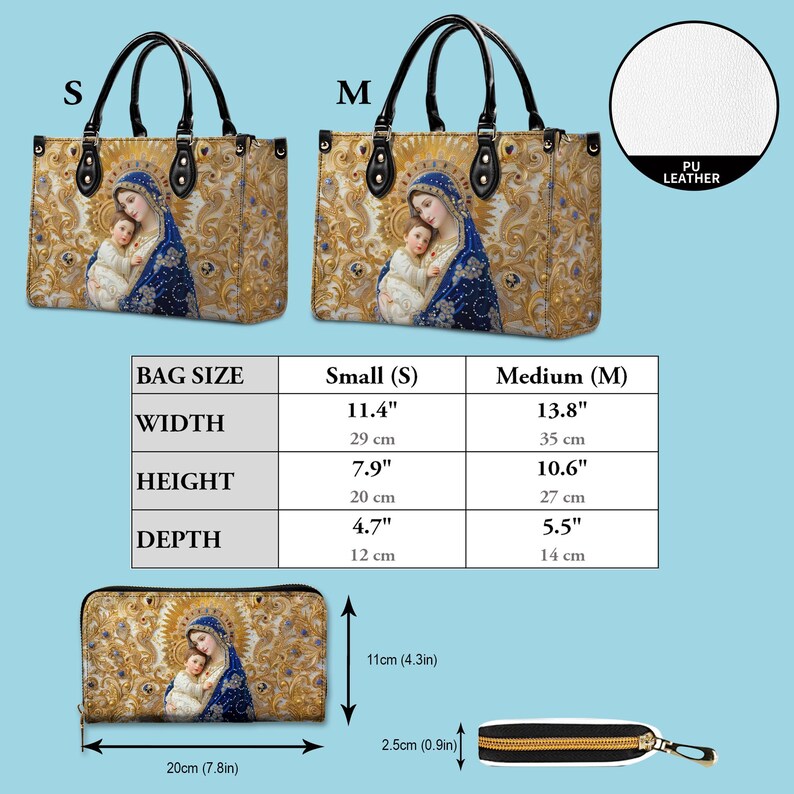 Virgin Mary& Baby Jesus PU Leather Handbag, Christian Bags, Religious ...