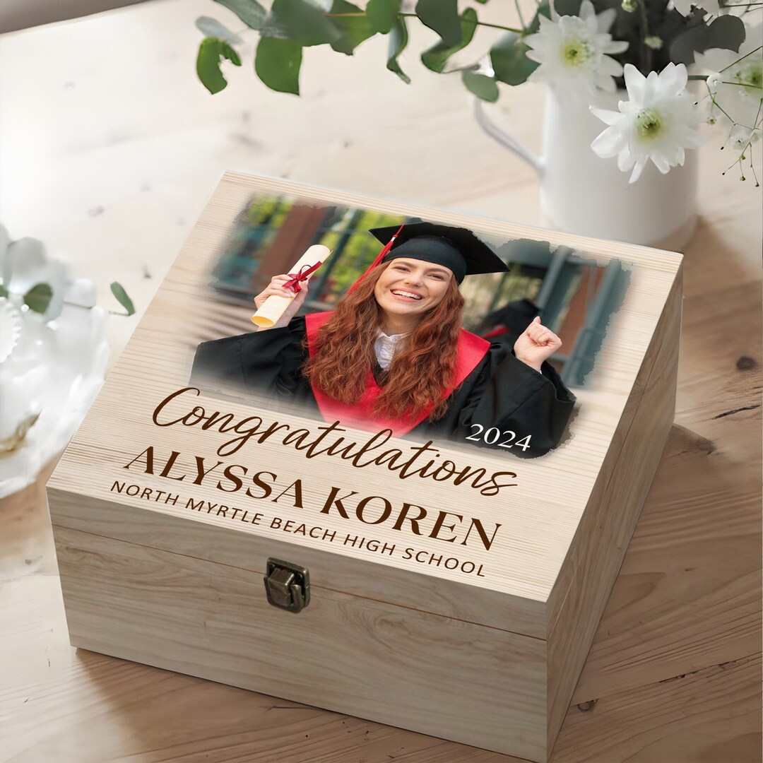 Personalized Photo Graduation Keepsake Box, Graduation Memory Box ...