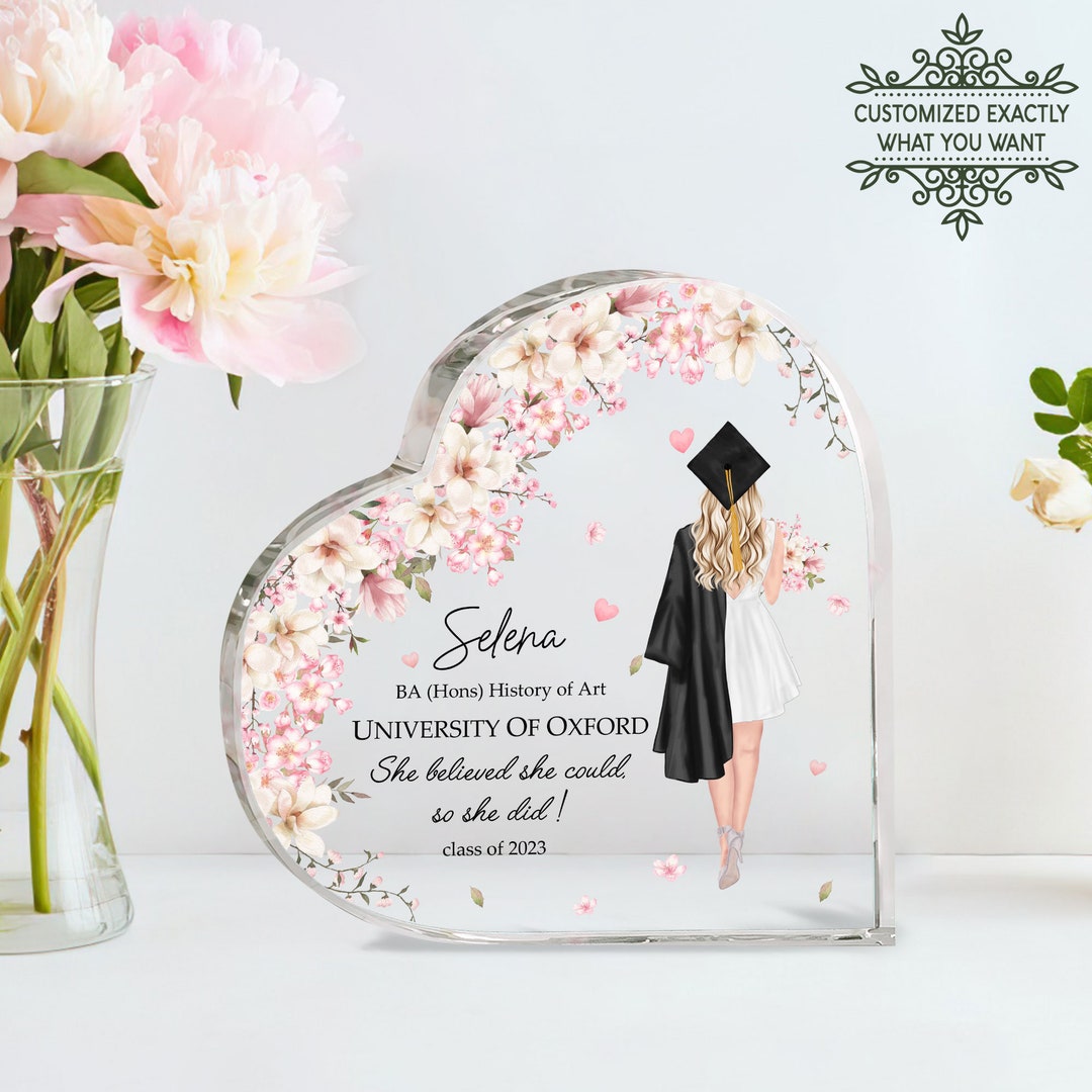 Personalized Graduation Print Heart Acrylic Plaque, Graduation Gift for ...