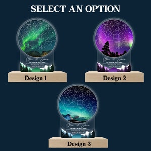 Personalized Star Map 3D Multicolor Led Light Wooden Base, Custom Star ...