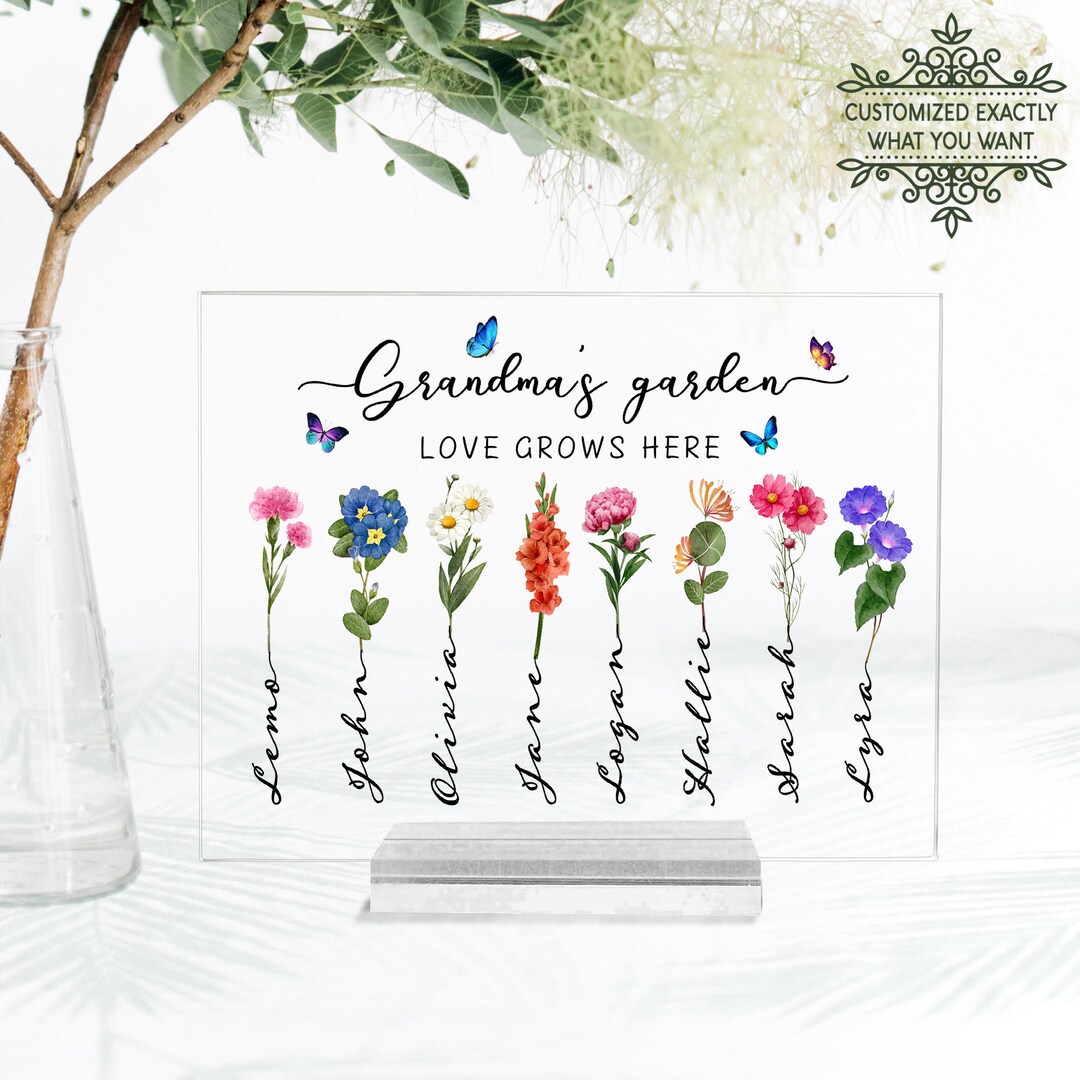 Personalized Grandma's Garden Rectangle Plaque, Mothers Day Gift for ...
