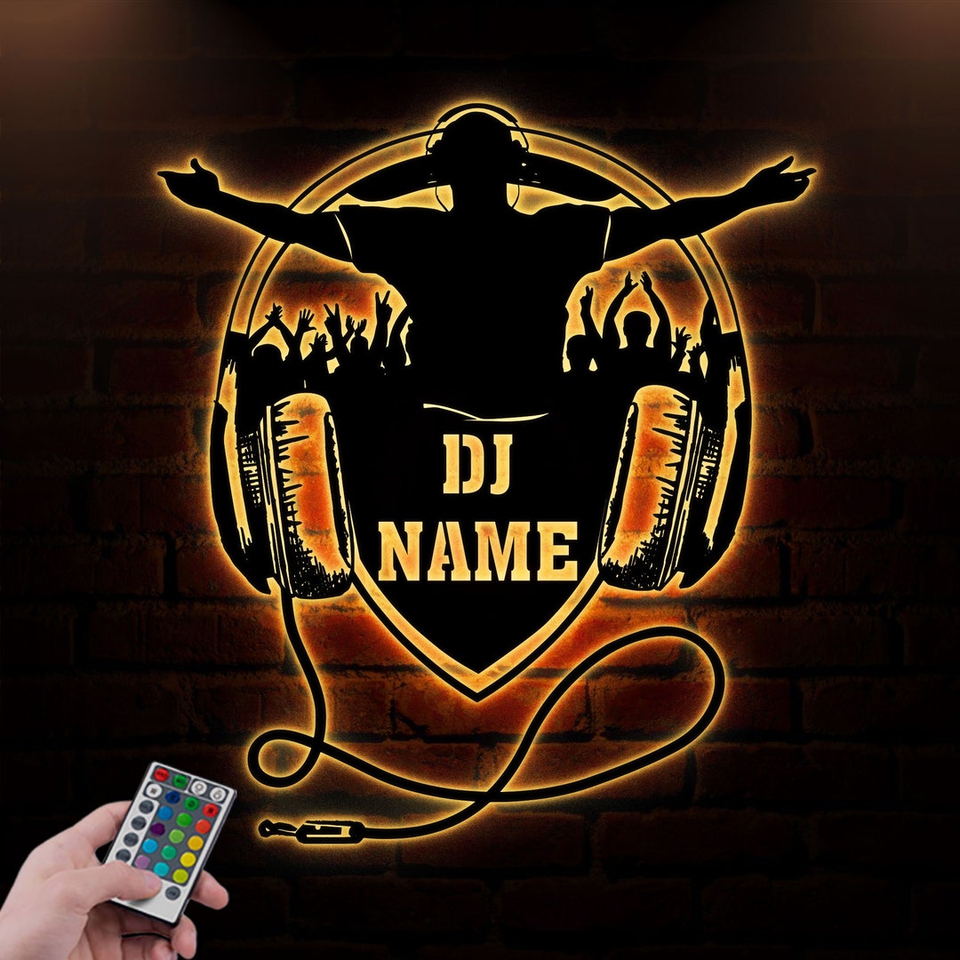 Custom DJ Metal Wall Art With LED Light, DJ Player Metal Sign, Gifts ...