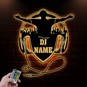 Custom DJ Metal Wall Art With LED Light, DJ Player Metal Sign, Gifts ...