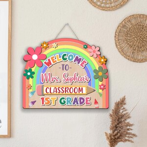 Personalized Teacher Door Sign, Welcome Back to School Sign, Classroom ...