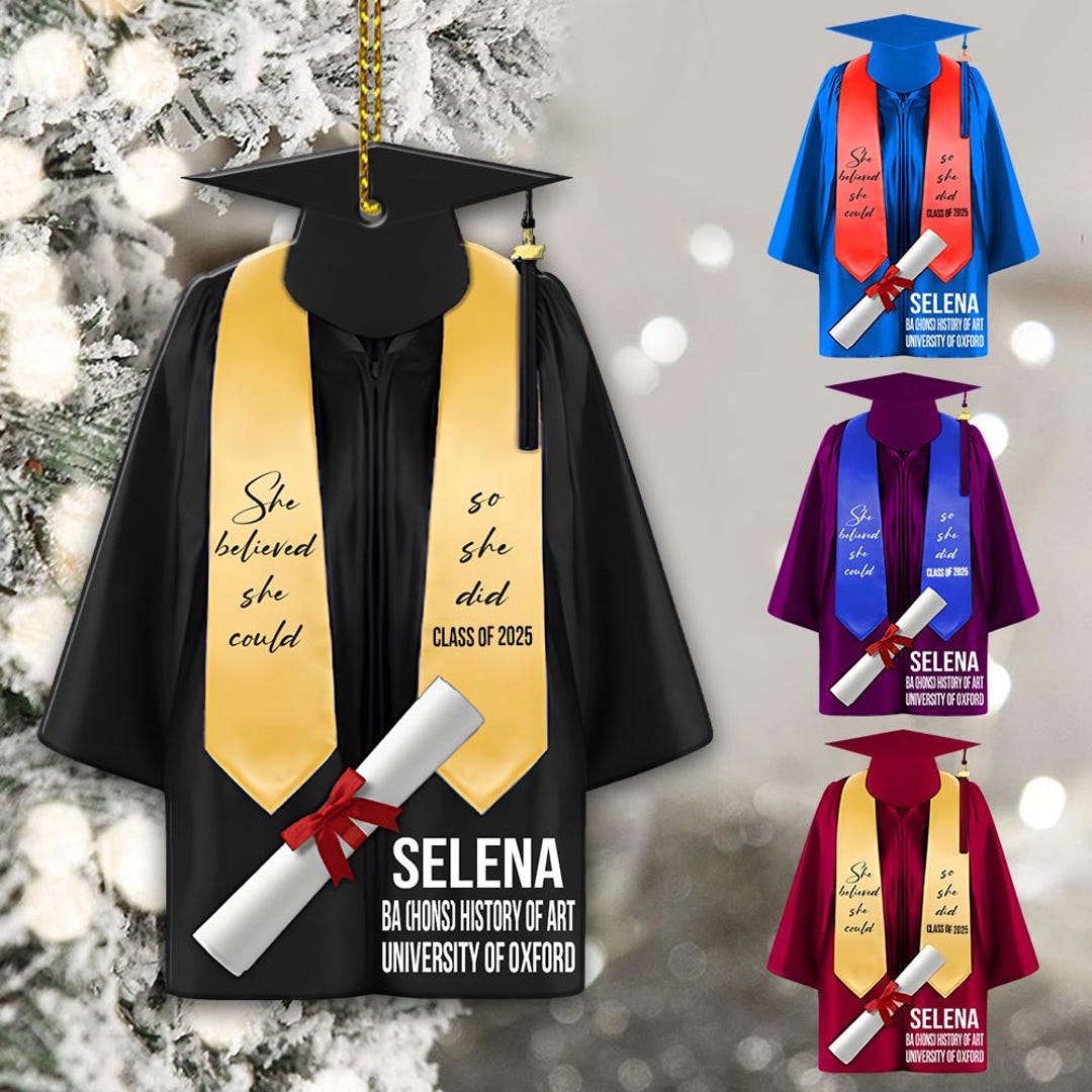 Personalized School Graduation Ornament, Custom Graduation Gown, Class ...